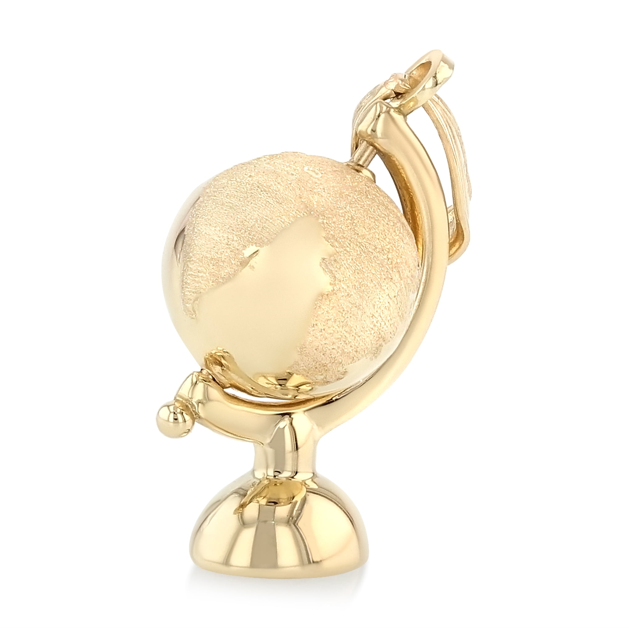 Ioka-14K Yellow Gold Earth Globe Traveler's Charm Pendant For Necklace ...