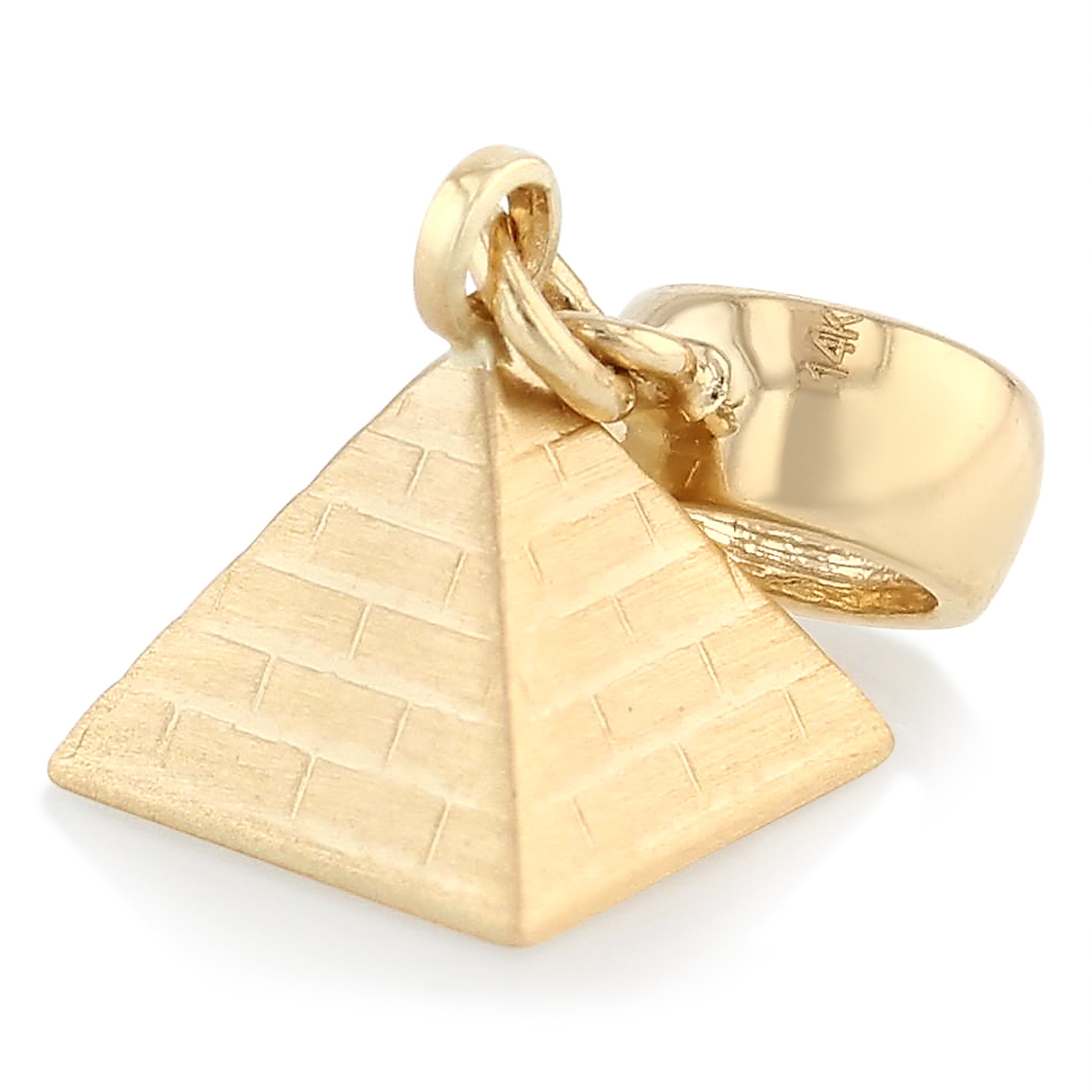 Ioka - 14K Yellow Gold Egypt Pyramid Charm Pendant Mix and Match For Bracelet or Necklace or ...