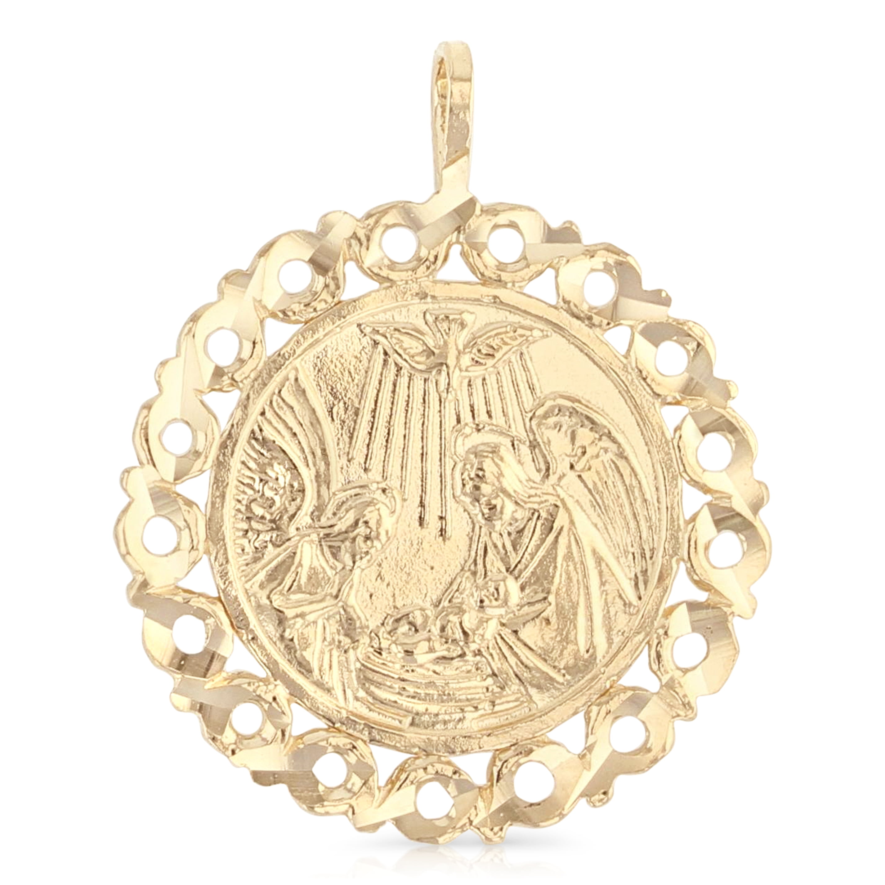 Ioka-14K Yellow Gold Religious Baptism Charm Pendant For Necklace or ...