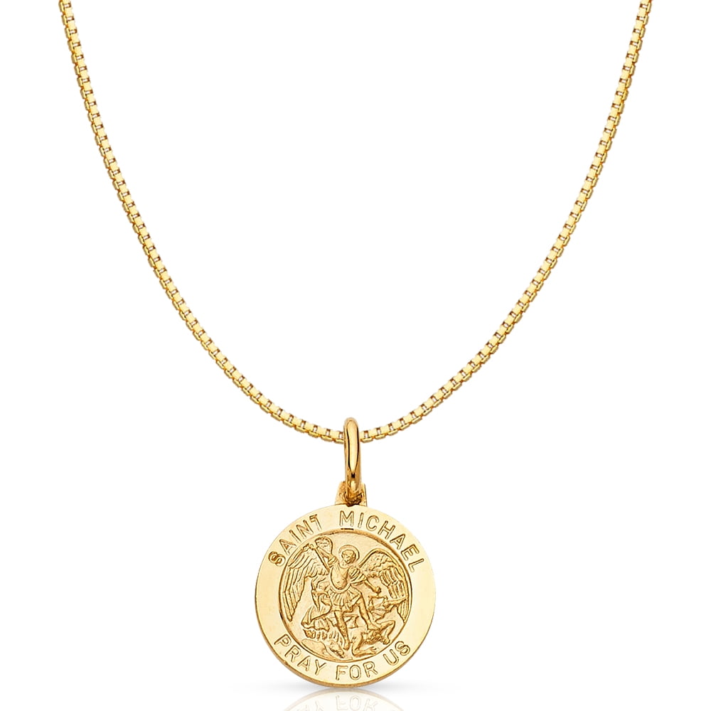 Ioka-14K Yellow Gold St. Michael Pray For Us Religious Charm Pendant ...