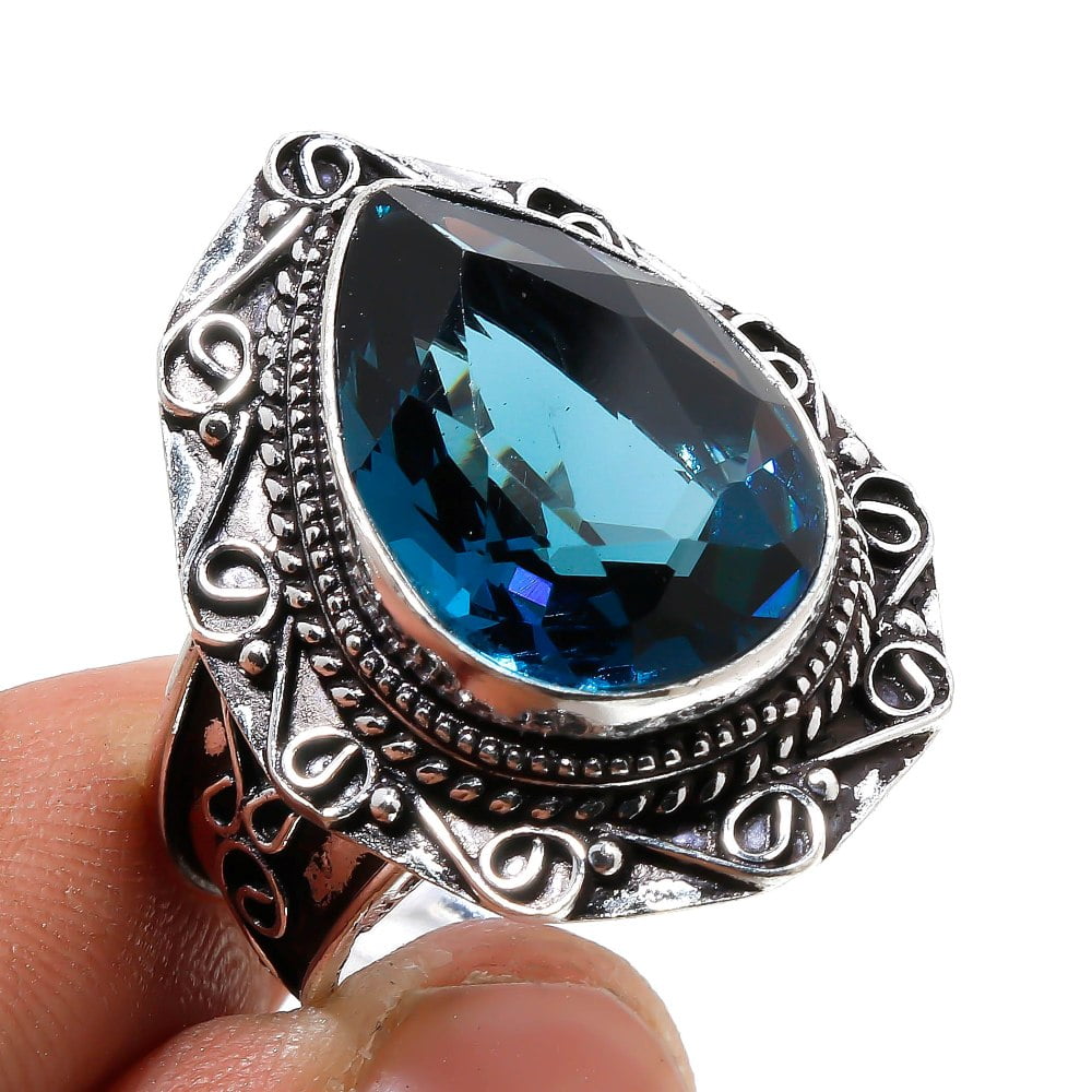 Iolite Gemstone Handmade Fashion Ethnic Gift Vintage Ring Jewelry 8.75 ...