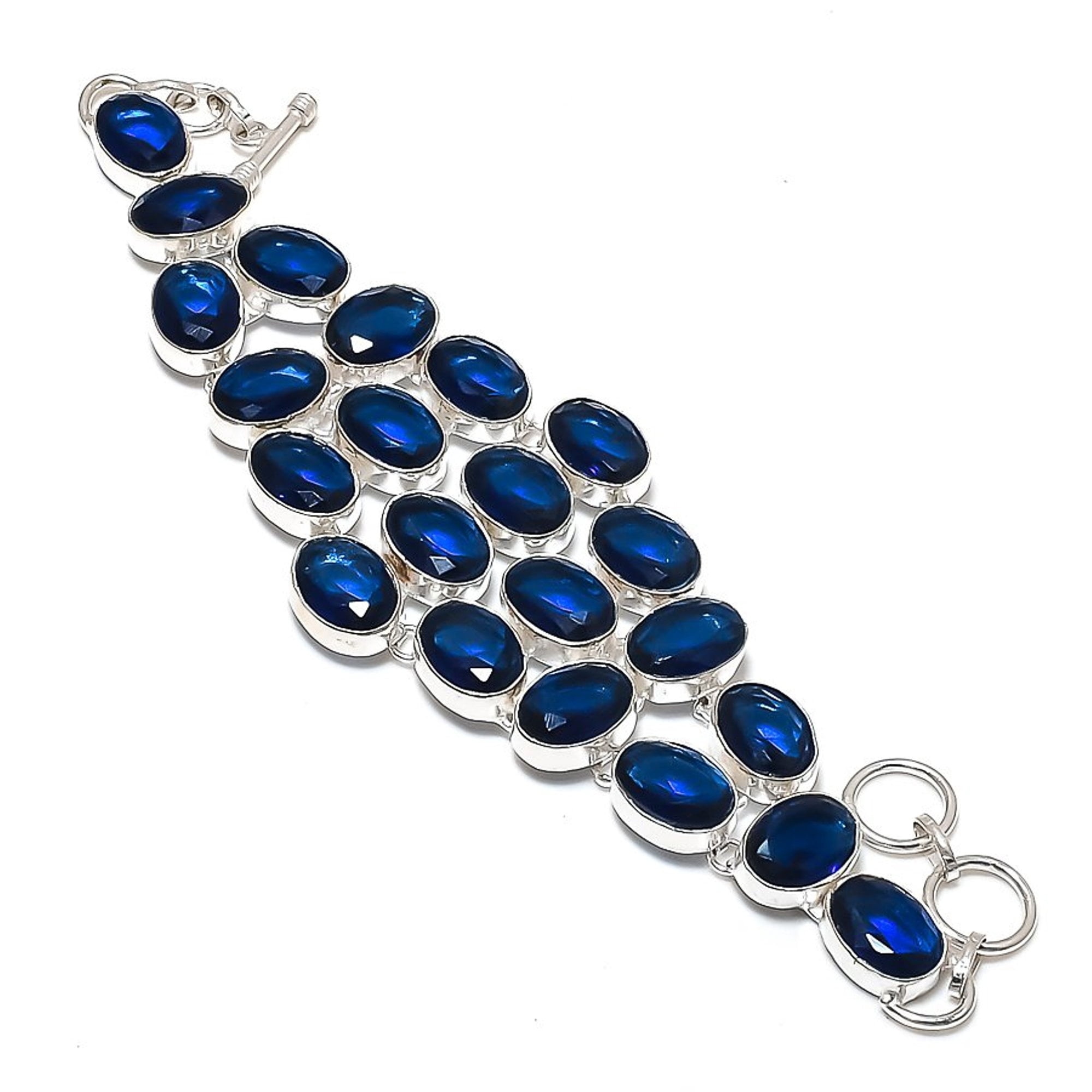 Iolite Oval Shape Gemstone Bracelet Handmade Adjustable Chain Jewelry 8 ...