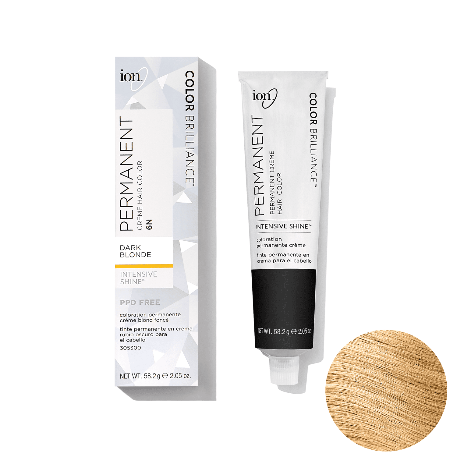 Ion Permanent Creme Hair Color 6N Dark Blonde, Vegan, Cruelty Free, PPD ...