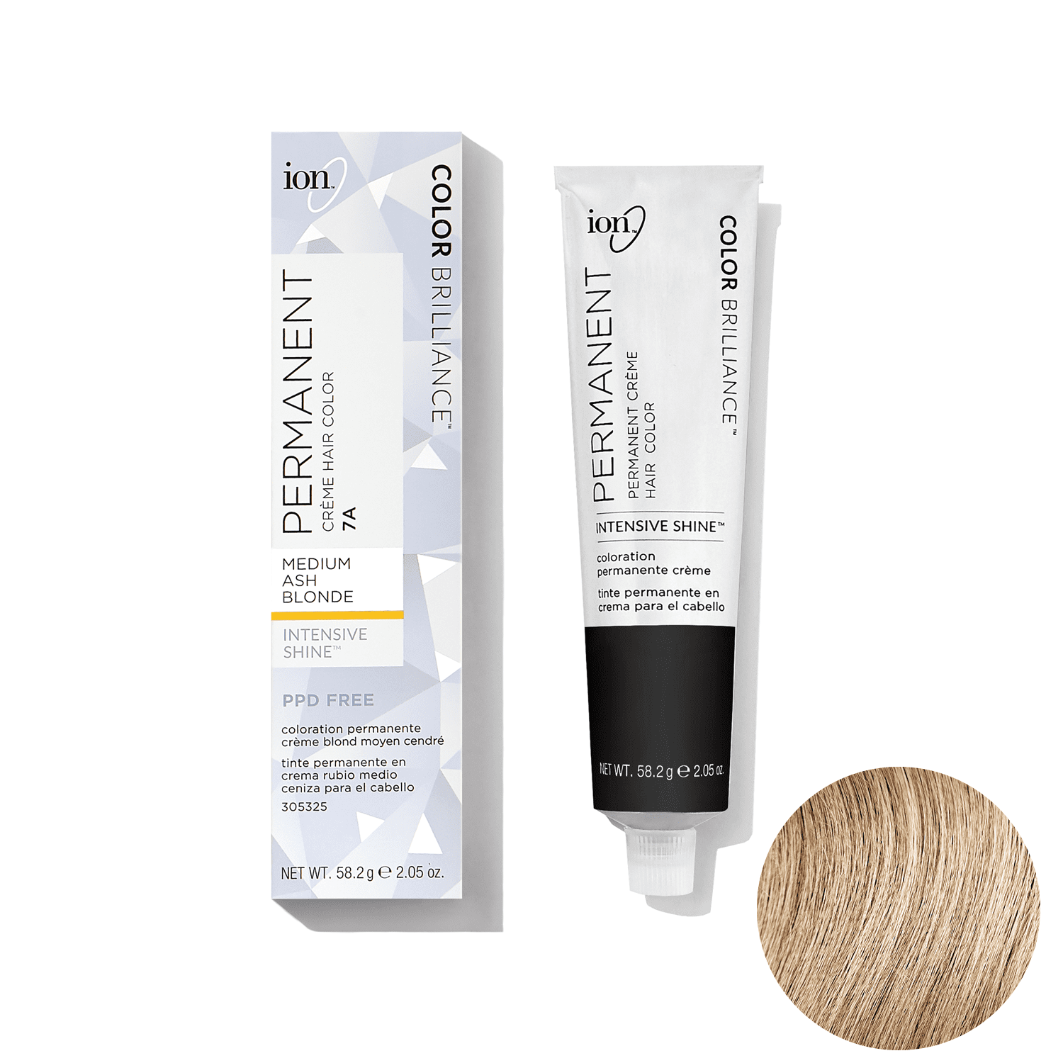 Ion Permanent Creme Hair Color7A Medium Ash Blonde, Vegan, Cruelty Free ...