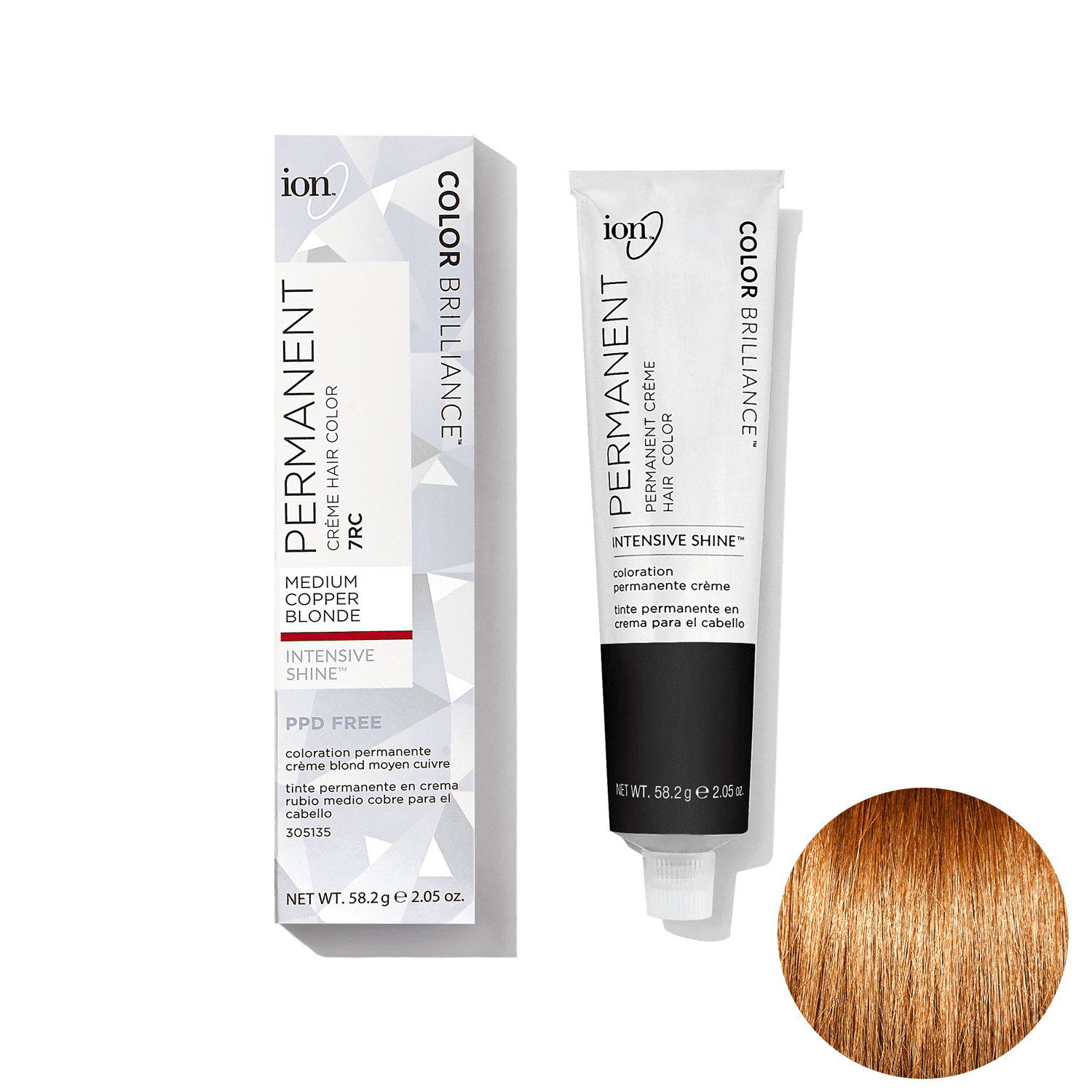 ion Permanent Creme Hair Color 7RC Medium Copper Blonde Vegan, Cruelty ...