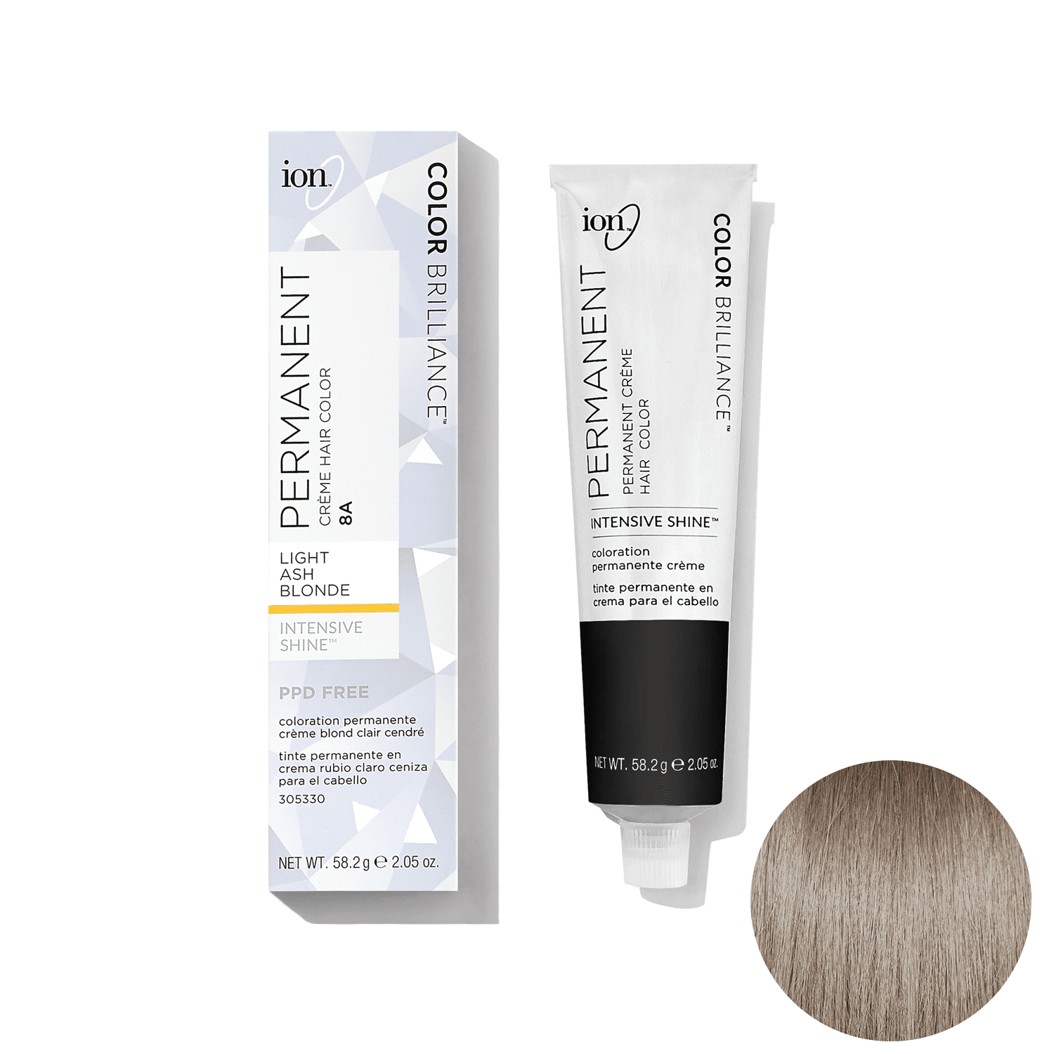 Ion Permanent Creme Hair Color 8A Light Ash Blonde Permanent Creme Hair ...