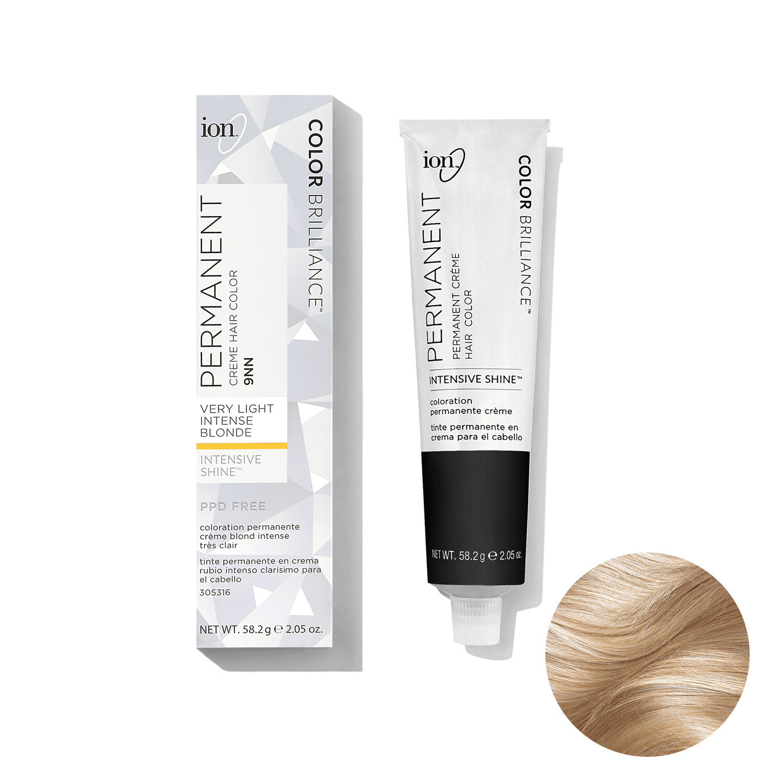 iON 9NN Very Light Intense Blonde Permanent Hair Color, Ammonia-Reduced ...