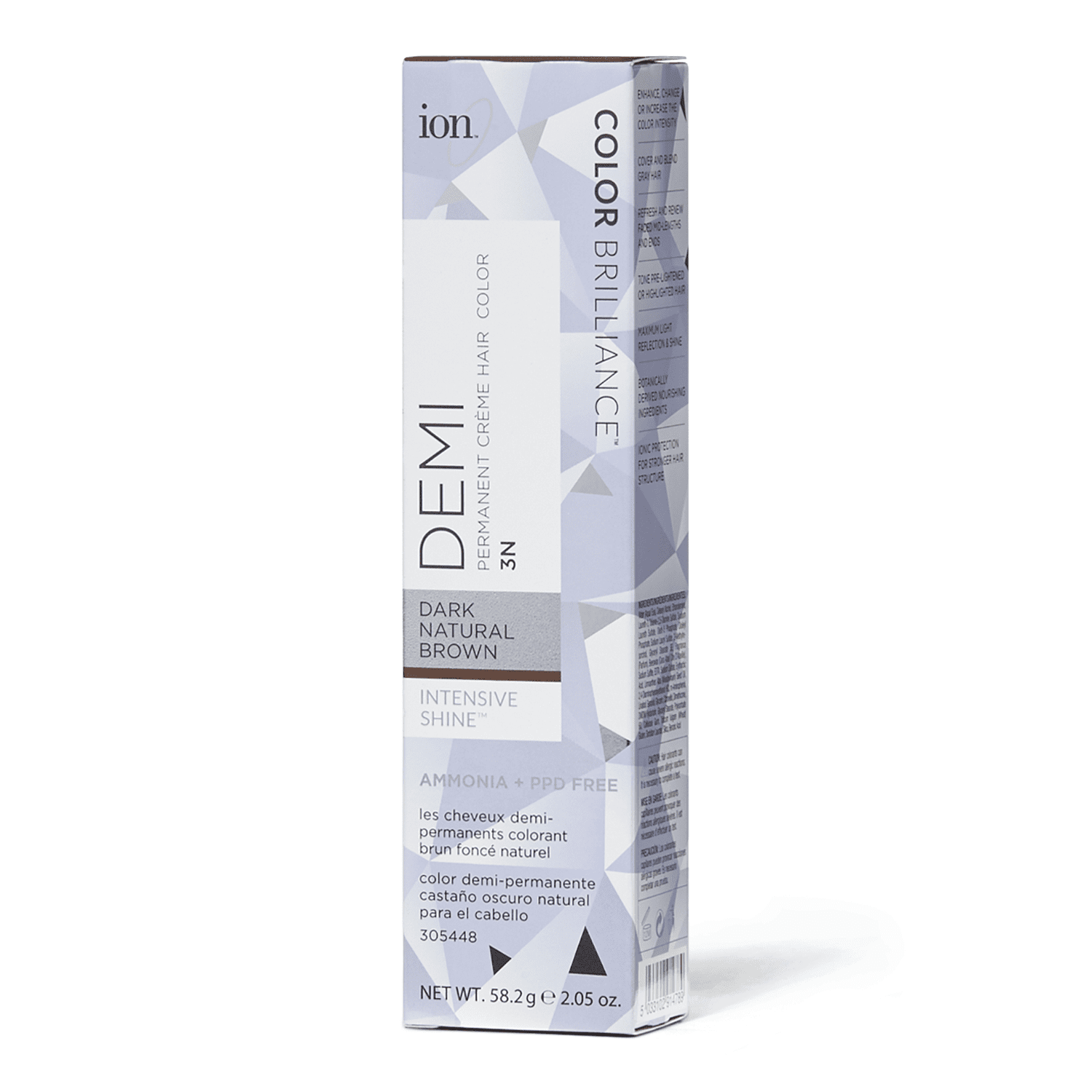 Ion Intensive Shine 3N Dark Natural Brown Demi Permanent Creme Hair ...