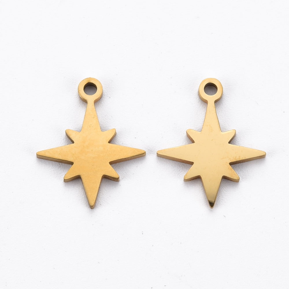 Ion Plating(IP) 201 Stainless Steel Charms Cut Star Golden 15x12x1mm ...