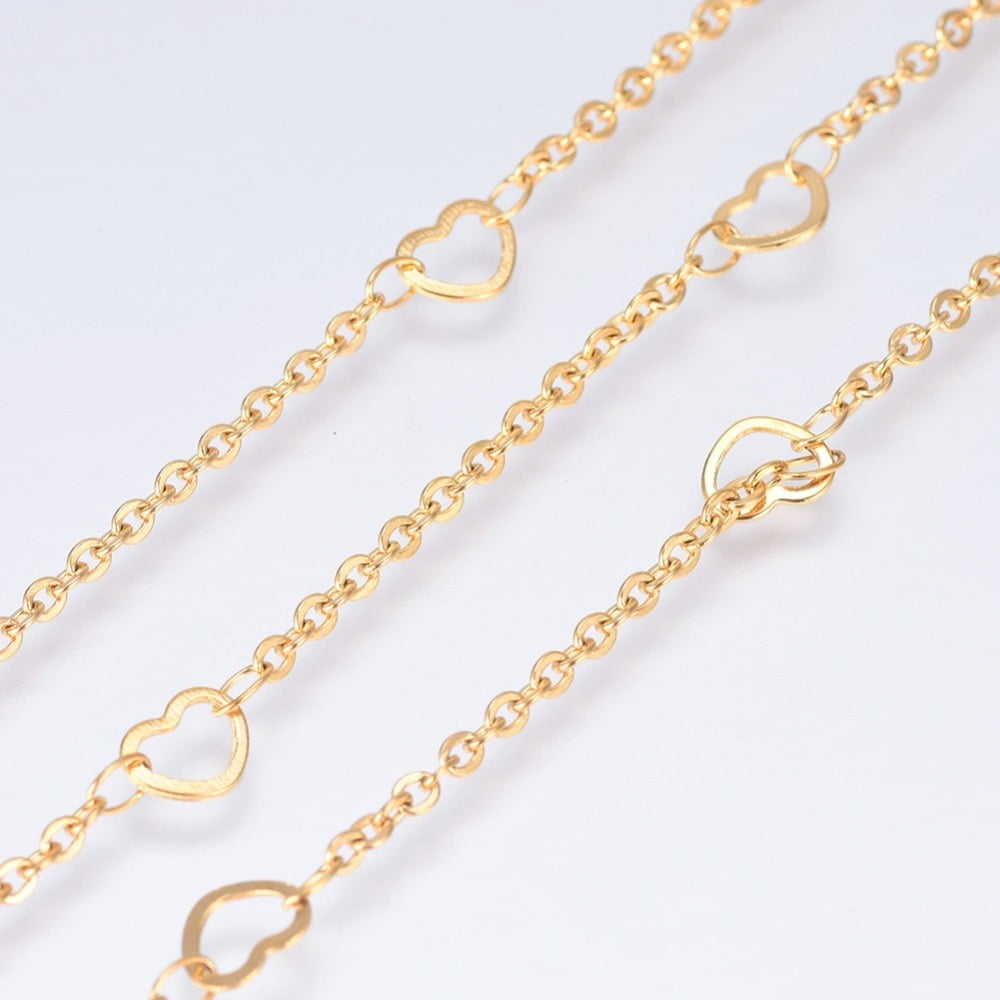 Ion Plating(IP) 304 Stainless Steel Cable Chains with Heart Link ...