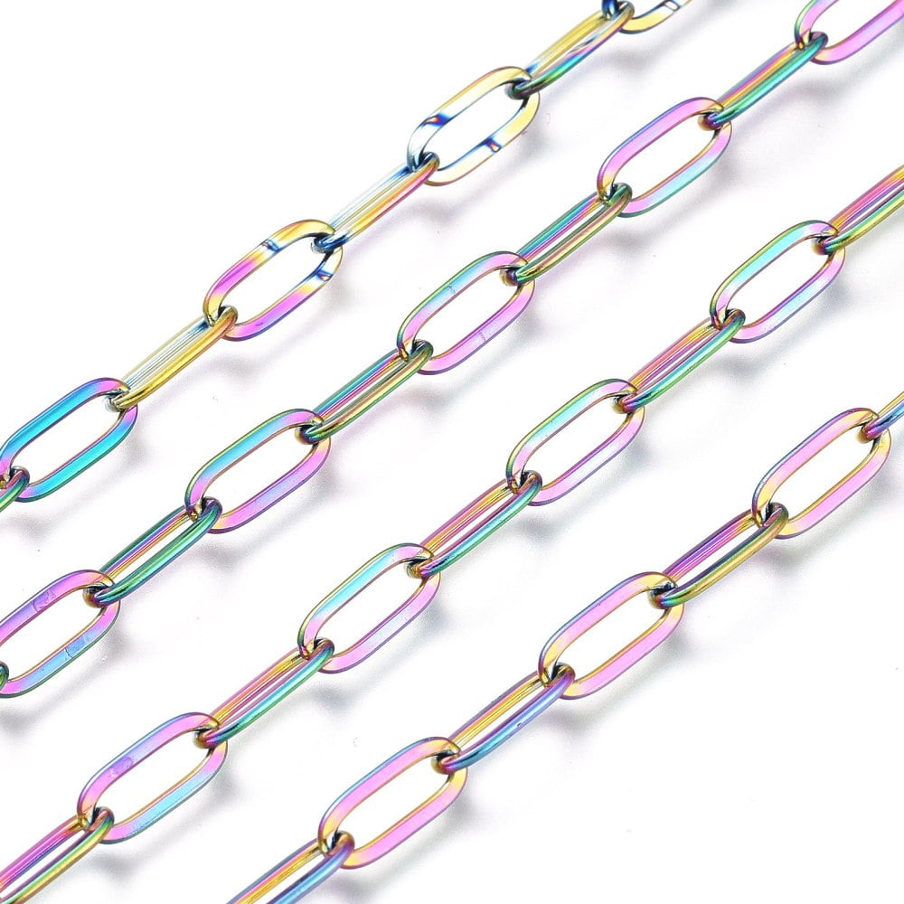 Ion Plating(IP) 304 Stainless Steel Cable Chains Paperclip Chains Drawn ...