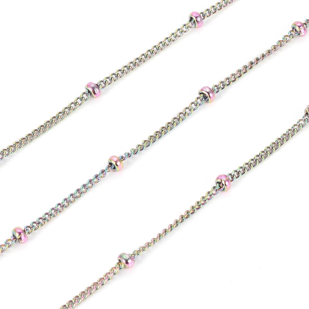 Ion Plating(IP) 304 Stainless Steel Curb Chains Satellite Chains with ...
