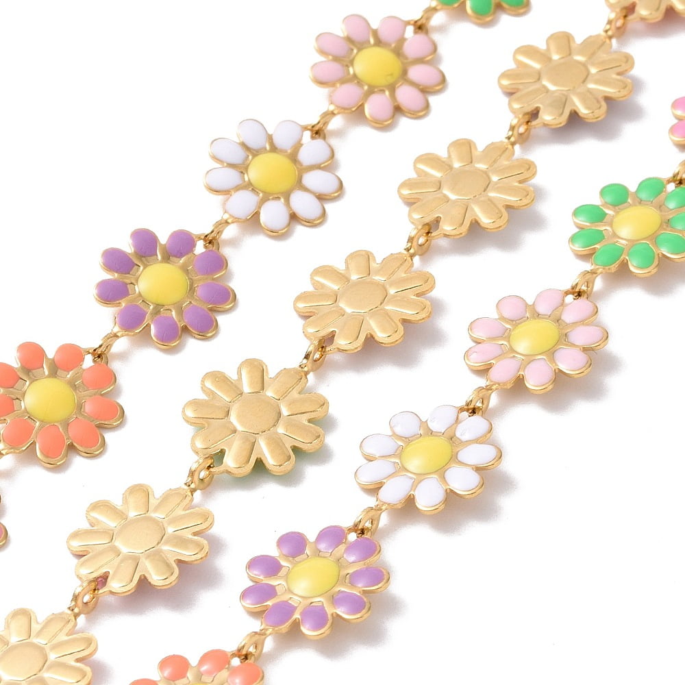 Ion Plating(IP) 304 Stainless Steel Daisy Flower Link Chains with ...