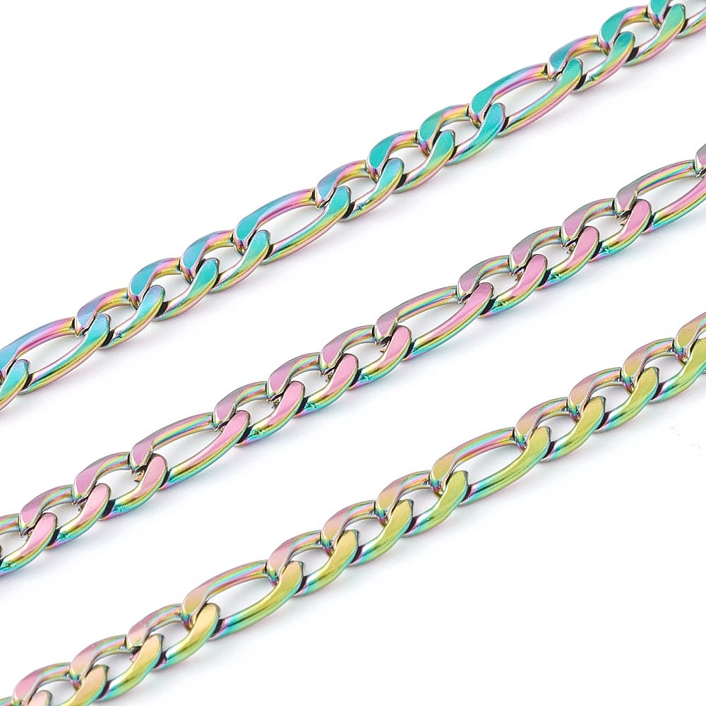 Ion Plating(IP) 304 Stainless Steel Figaro Chain Unwelded with Spool ...