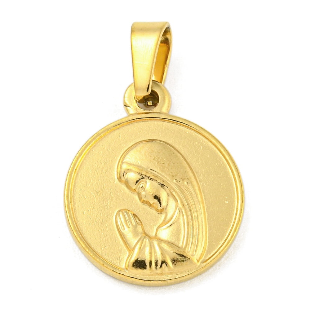 Ion Plating(IP) 304 Stainless Steel Pendants Religious Theme Charm Flat ...