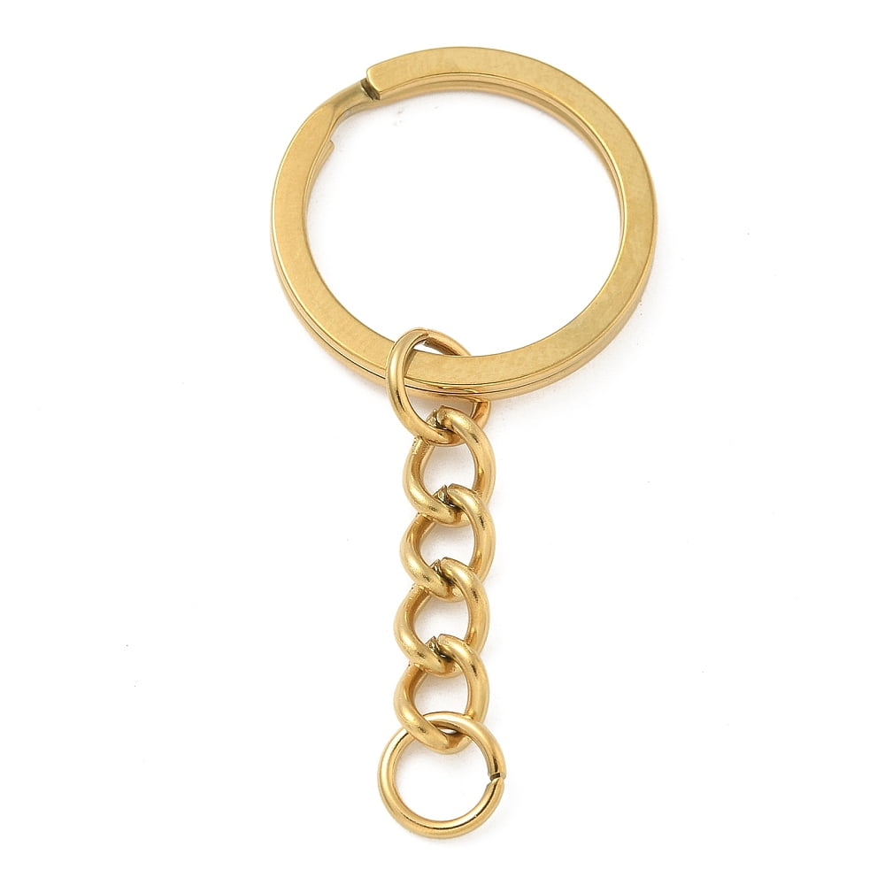 Ion Plating(IP) 304 Stainless Steel Split Key Rings Real 18K Gold ...