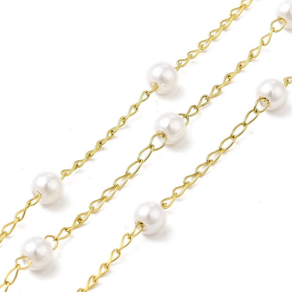Ion Plating(IP) 316 Surgical Stainless Steel Curb Chains Plastic Pearl ...