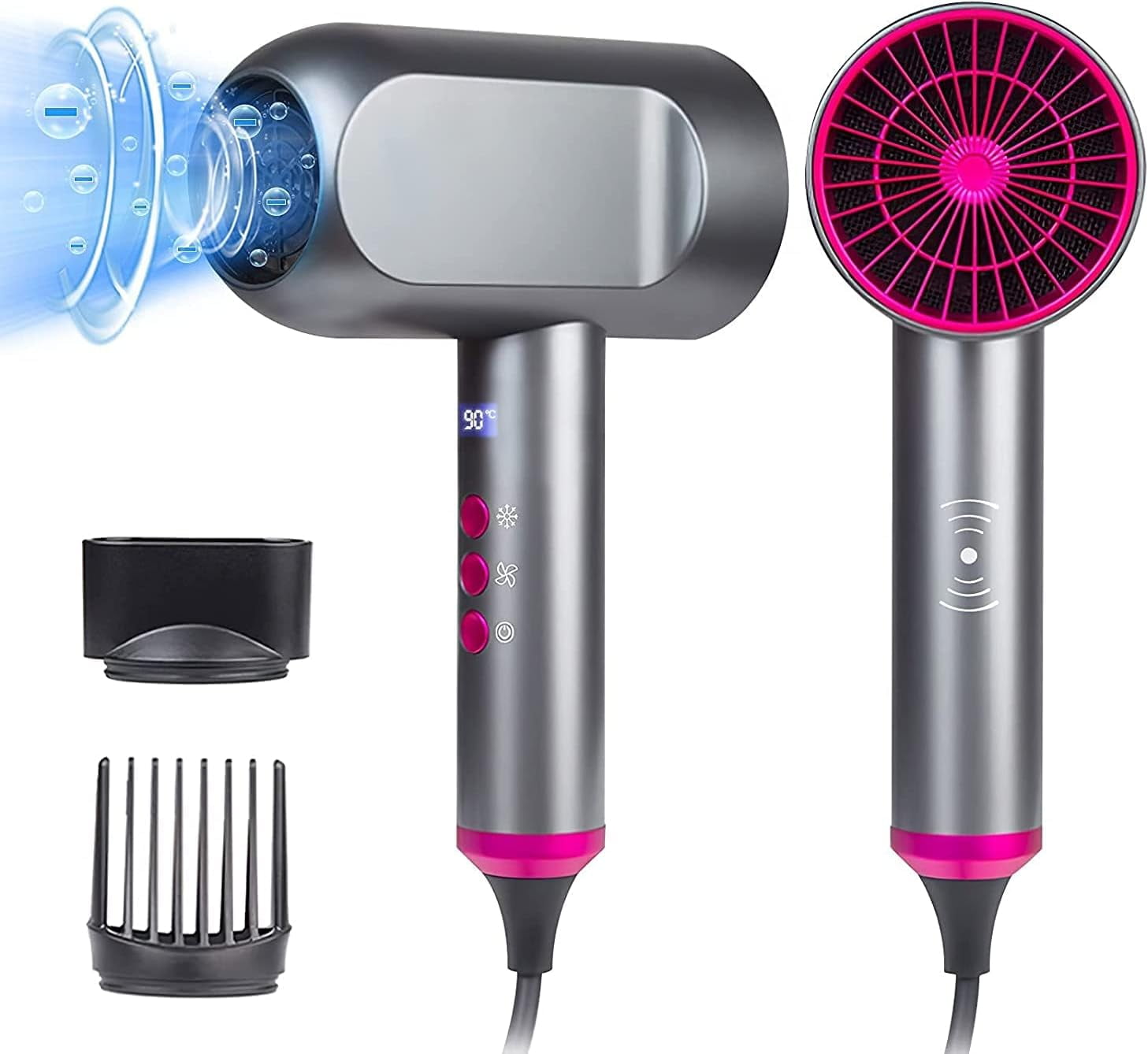 Ionic & Ceramic Hair Dryer, 1600W AC Motor Professional Blow Dryer, 3 ...