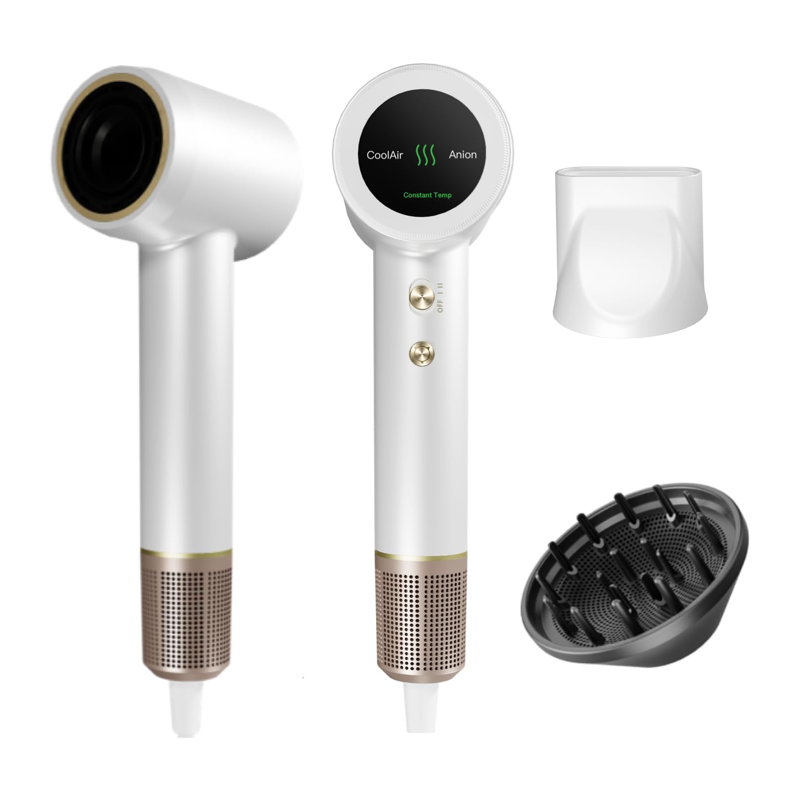 Ionic Hair Dryer with Diffuser,1500W High Speed Blow Dryer for Fast ...