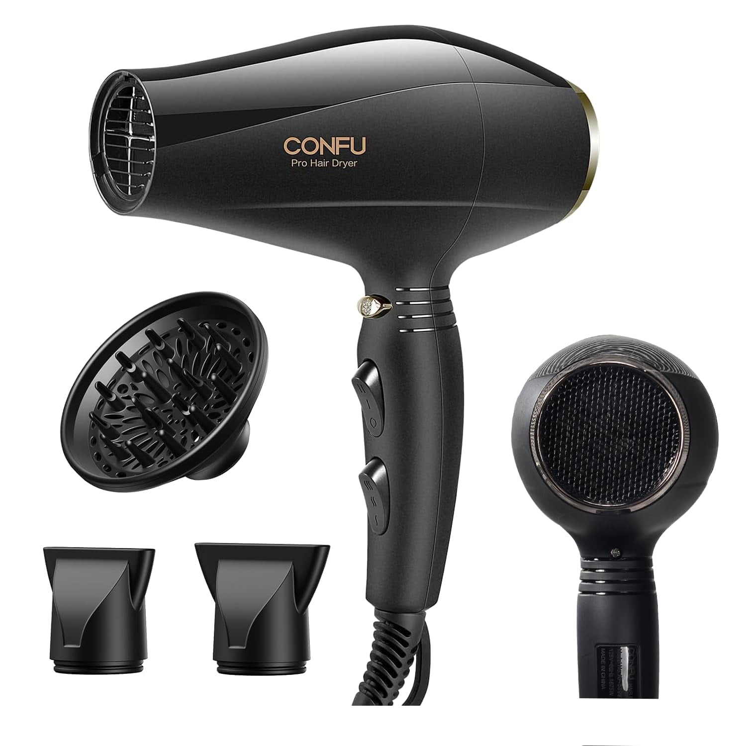 Ionic Hair Dryer with Diffuser, CONFU Professional Salon Blow Dryer ...