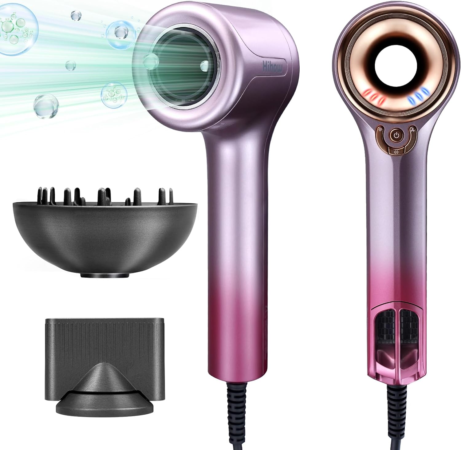 Ionic Hair Dryer with Diffuser for Curly Hair, 1500W Professional ...