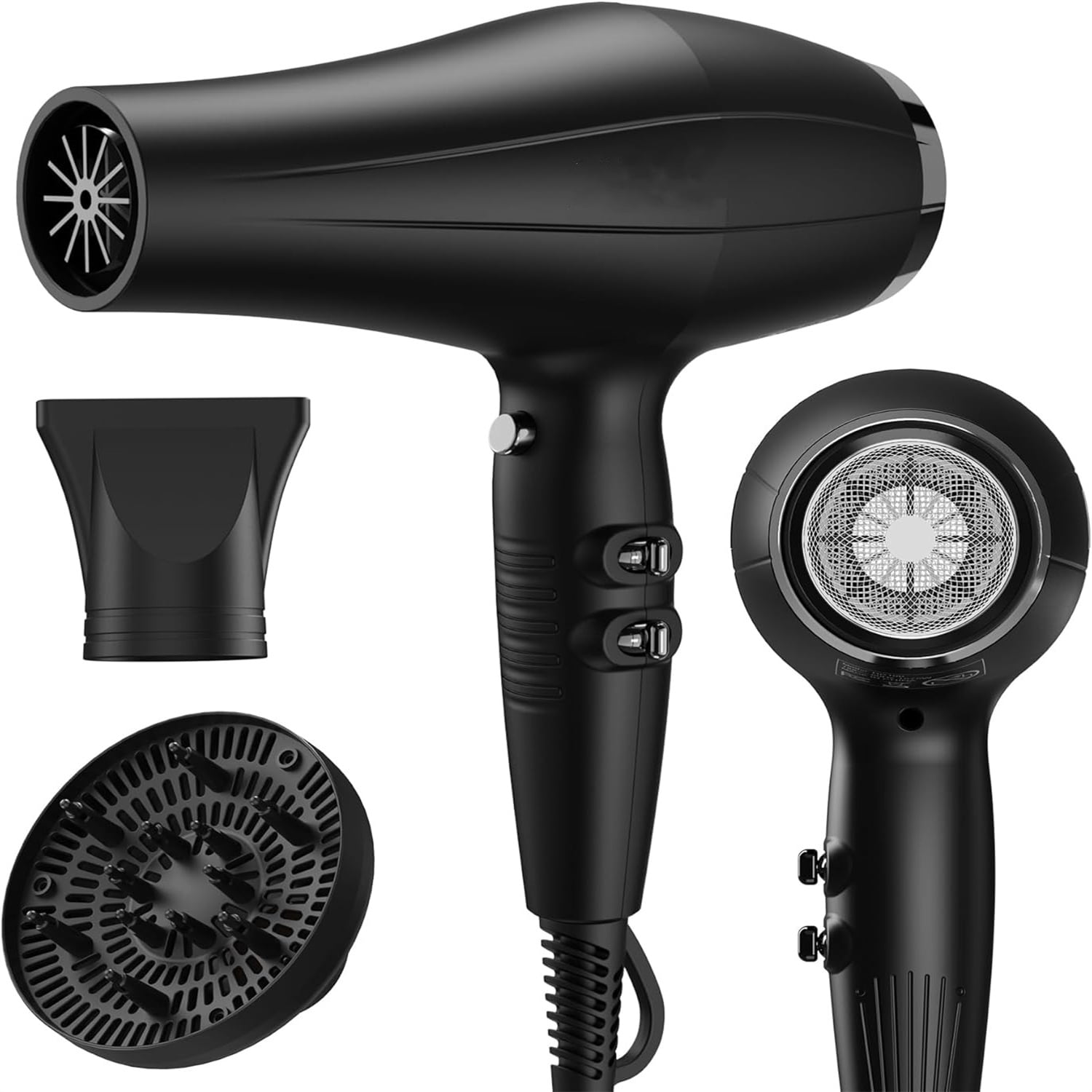 Ionic Hair Dryer with Diffuser, Blow Dryer, Professional 1875W Powerful ...