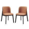 Iora 22 Inch Side Dining Chair Set of 2 Ergonomic Brown Fabric Black ...