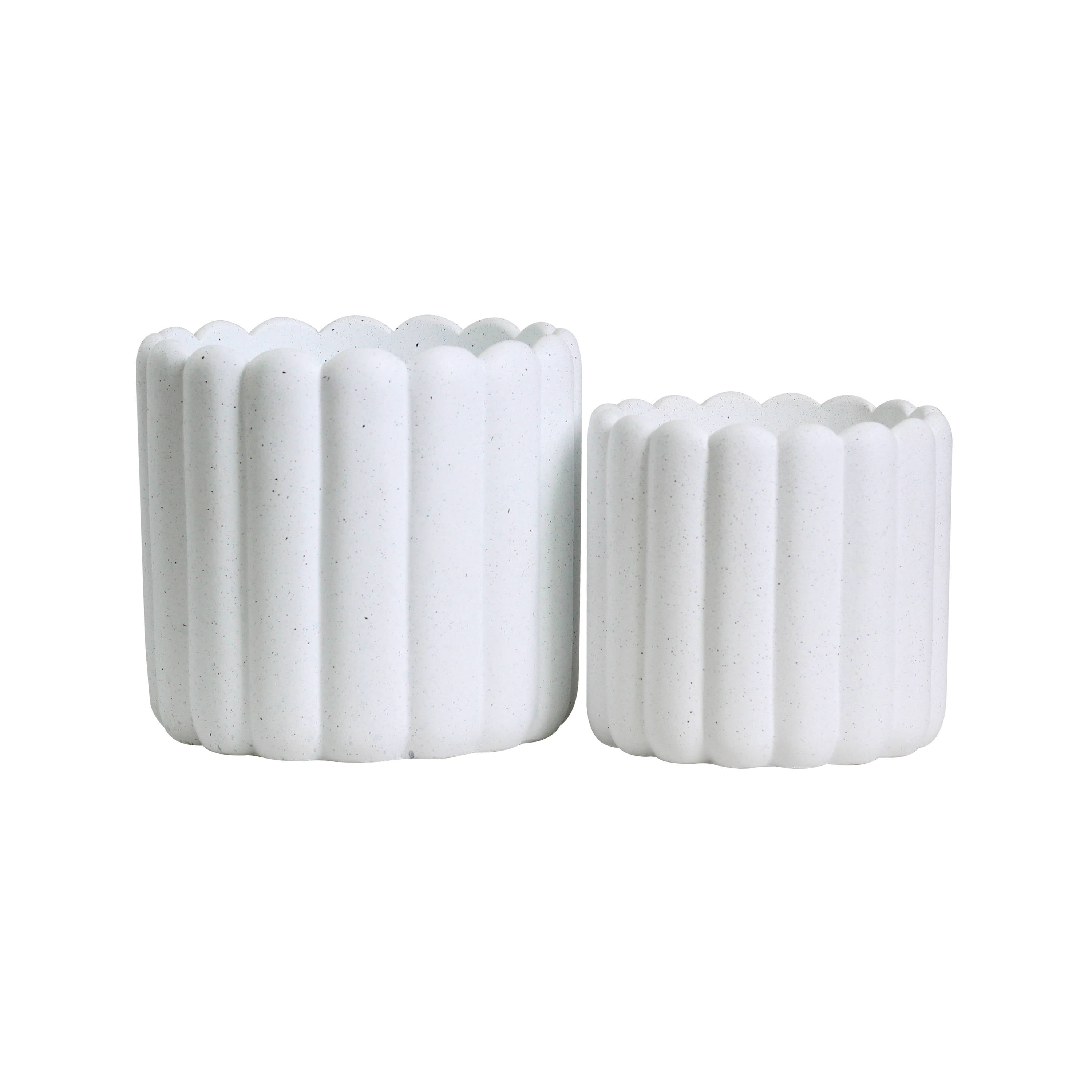 Olly & Rose Cylindrical White Speckled Ceramic Ios Vertical Striped ...