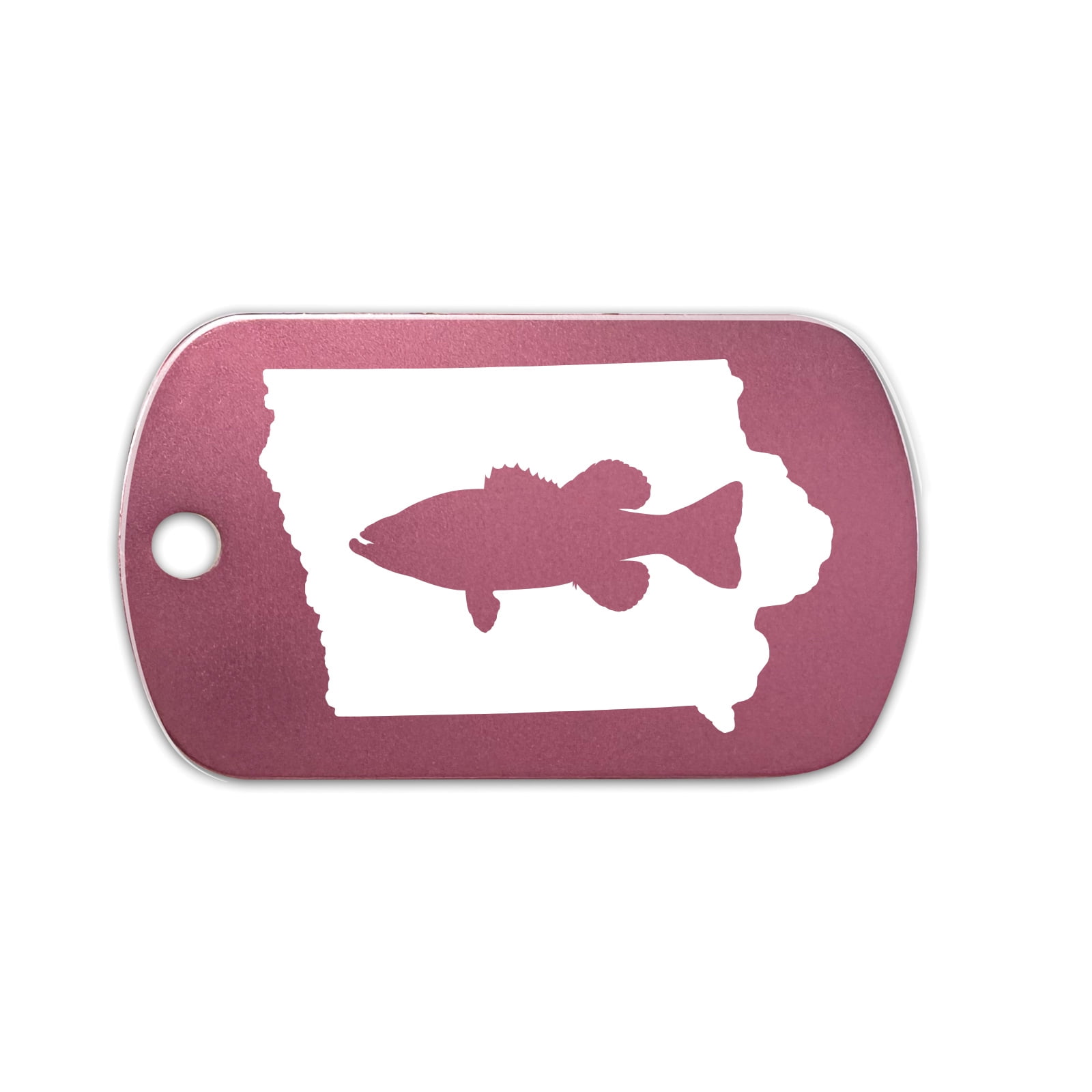 Iowa Bass GI Dog Tag Aluminum Keychain state shaped largemouth sport ...