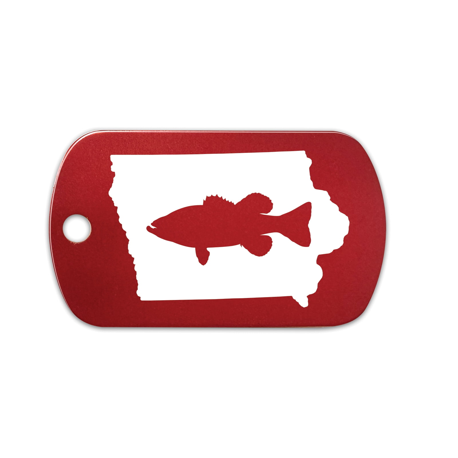 Iowa Bass GI Dog Tag Aluminum Keychain state shaped largemouth sport ...
