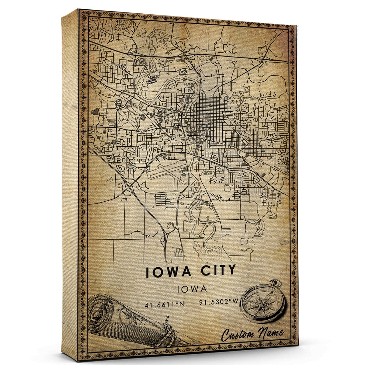 Iowa City Map Poster, Iowa Map Art Poster, Canvas, Iowa City road map ...