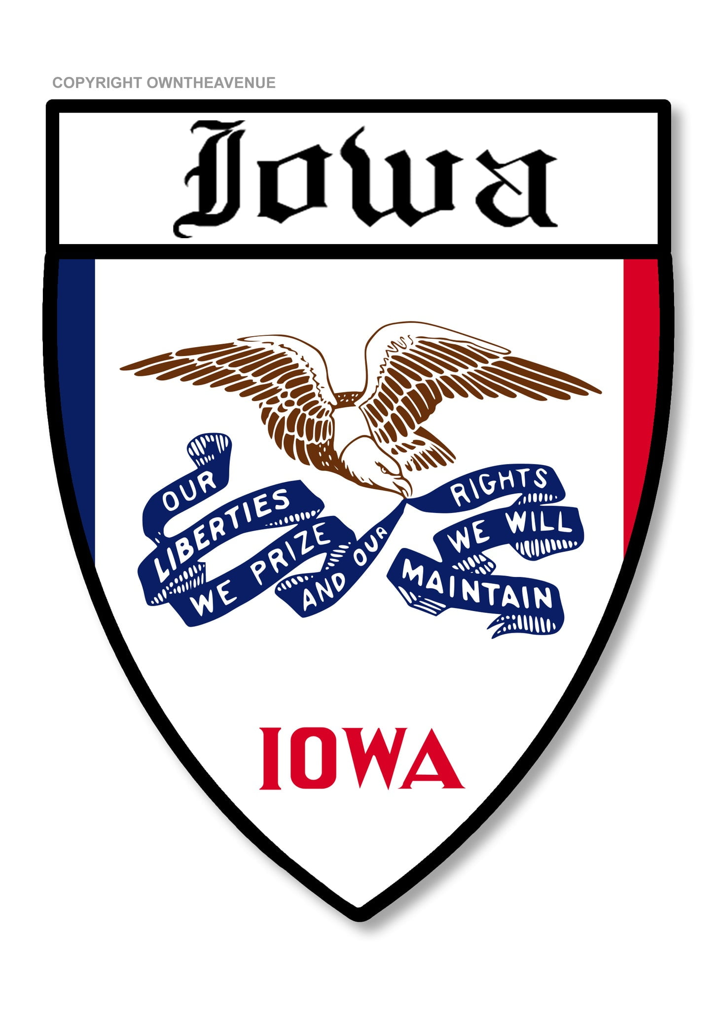Iowa Flag Badge Logo Shield Car Truck Vinyl Sticker Decal 3.5 ...