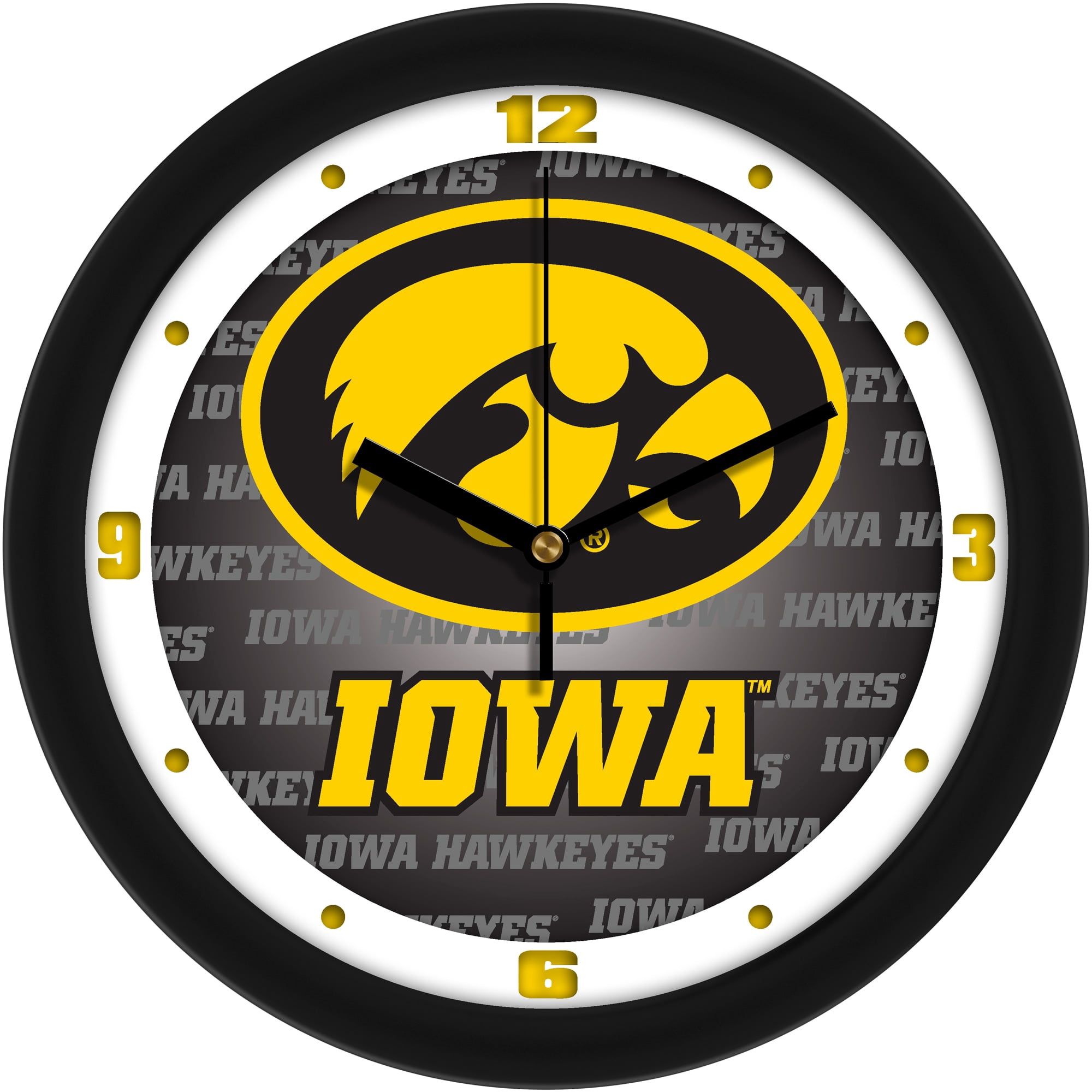 Iowa Hawkeyes 11.5'' Suntime Premium Glass Face Dimension Wall Clock ...