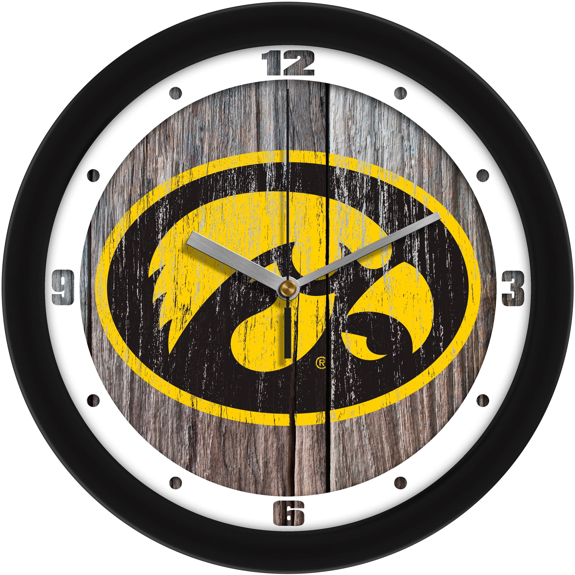 Iowa Hawkeyes 11.5'' Suntime Premium Glass Face Weathered Wood Wall ...