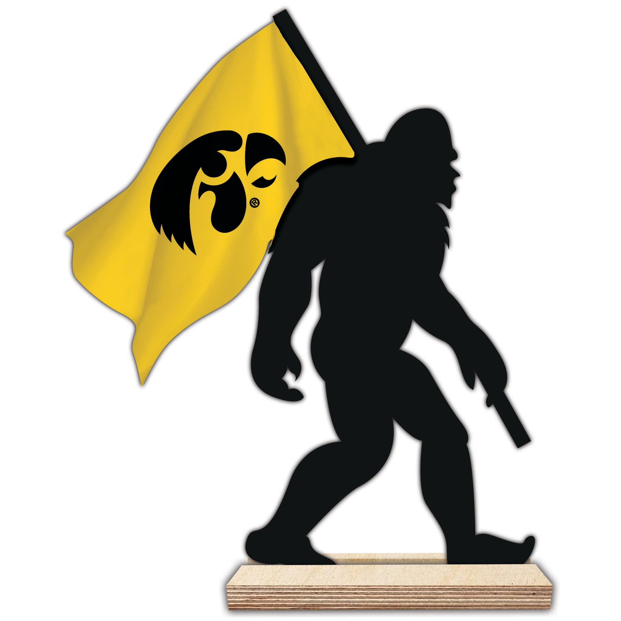 Iowa Hawkeyes 18'' Team Logo Bigfoot Silhouette Desktop Art - Walmart.com