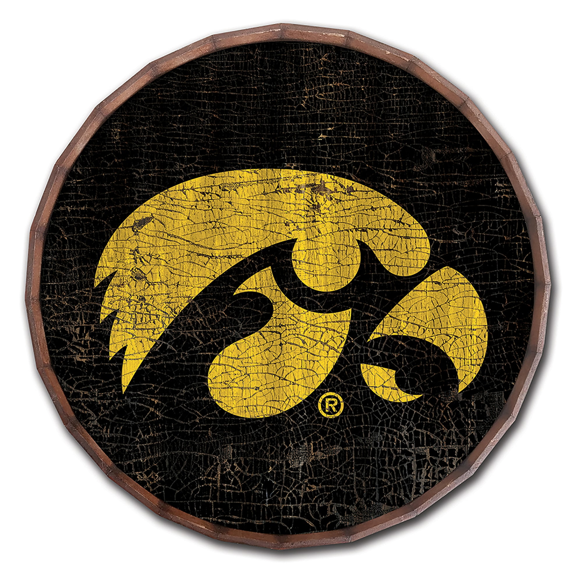 Iowa Hawkeyes 24" Cracked Color Barrel Top Sign - Walmart.com