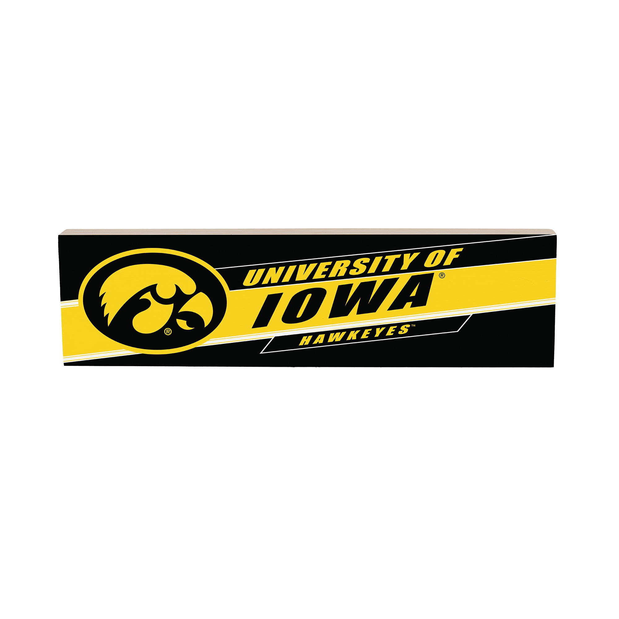 Iowa Hawkeyes 5" x 18" Shadow Logo Wood Mantle Sign - Walmart.com