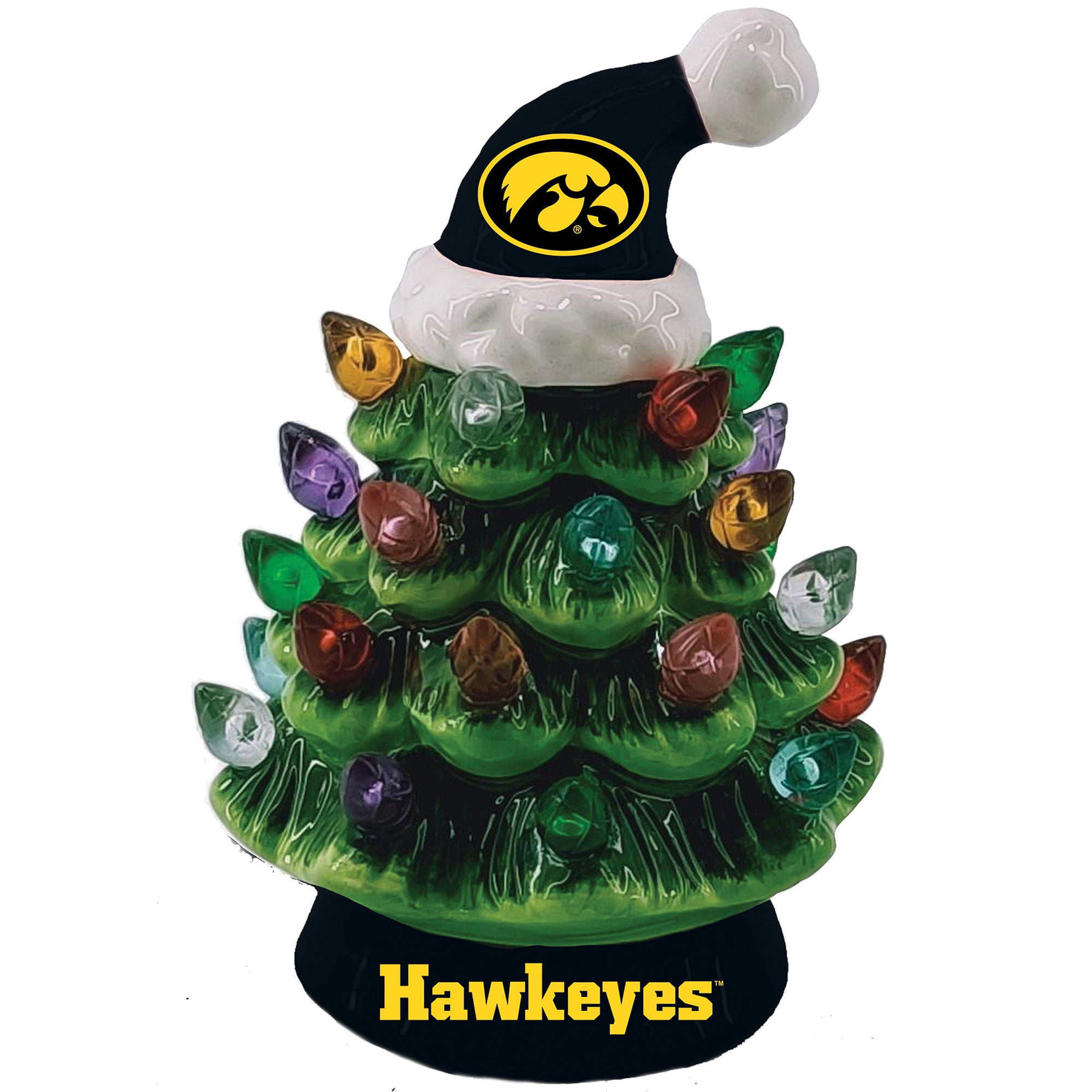 Iowa Hawkeyes 8" Light Up Ceramic LED Christmas Tree - Walmart.com