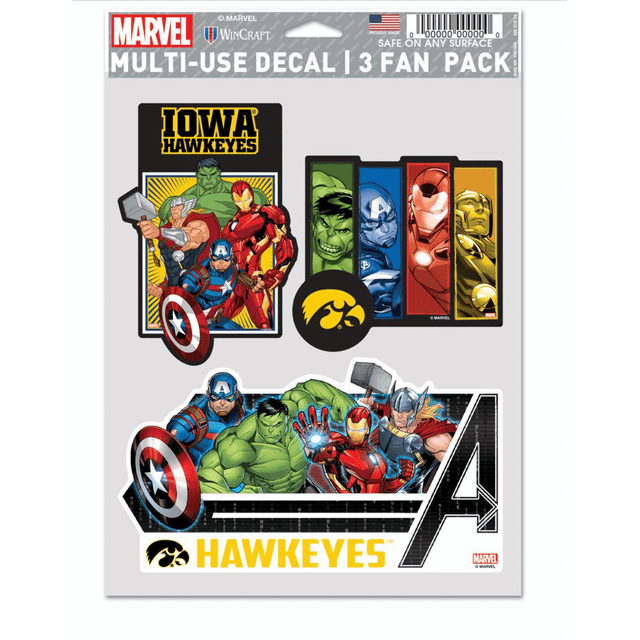 Iowa Hawkeyes Avengers Marvel Multi-Use Decal 3 Fan Pack - Walmart.com