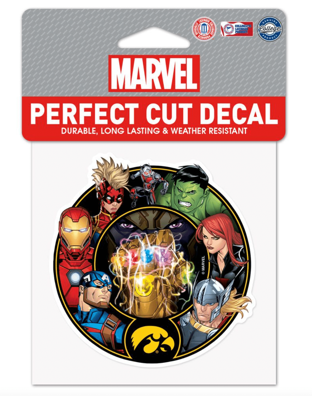 Iowa Hawkeyes Marvel Avengers Perfect Cut Decal 4"x4' - Walmart.com