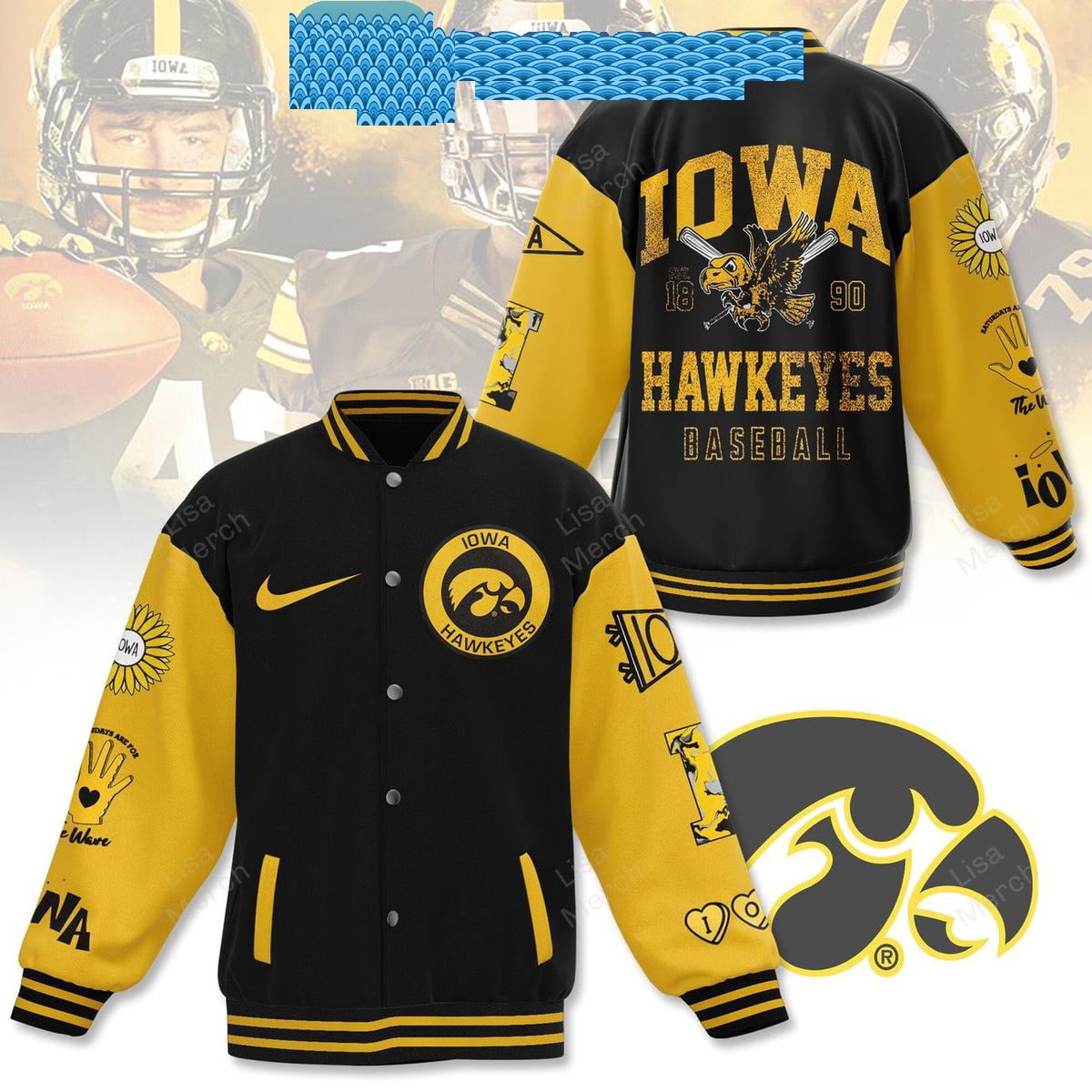 Iowa Hawkeyes Since 1890 Saturdays Is For The Wave Baseball Jacket ...