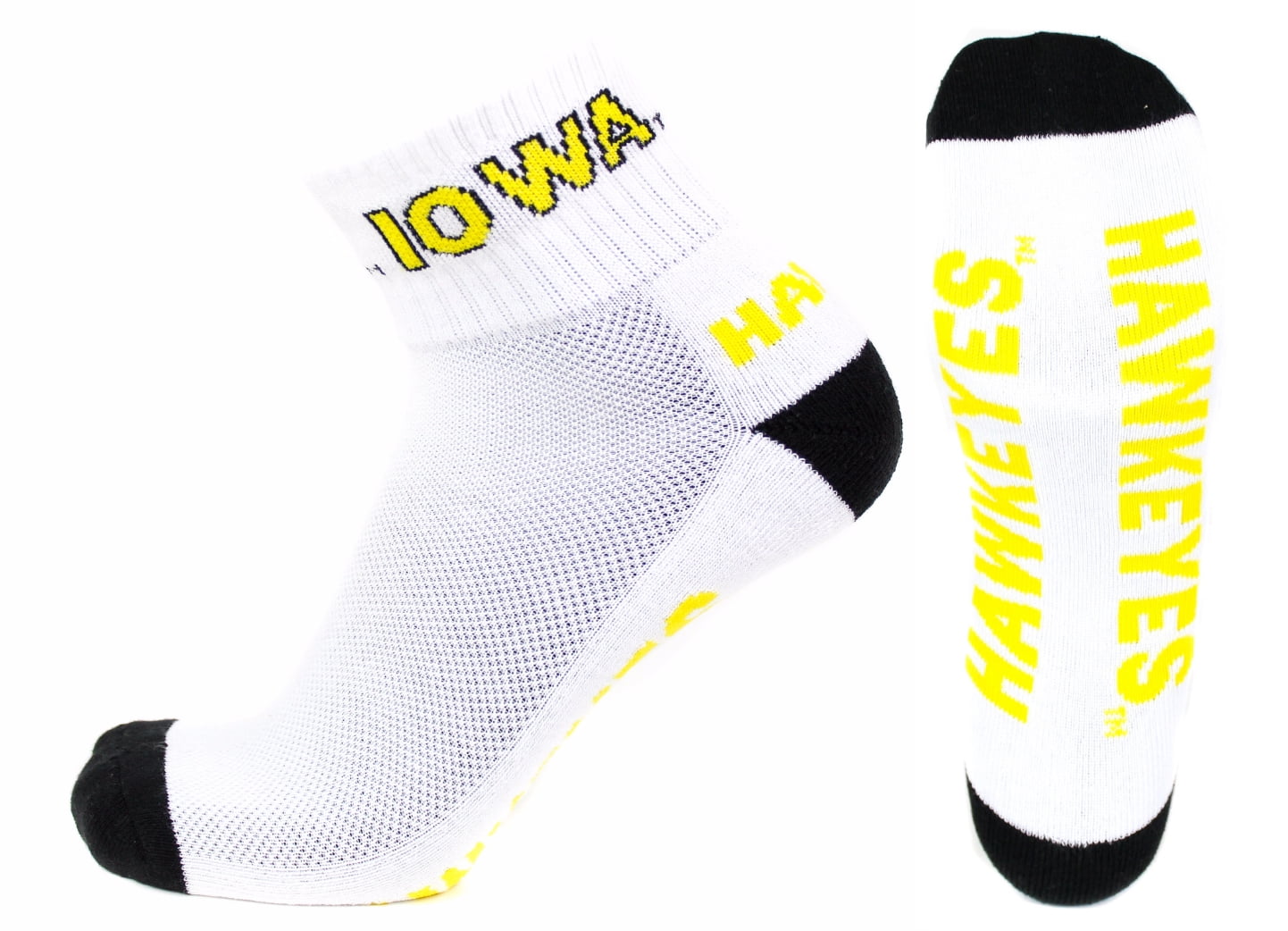 Iowa Hawkeyes White Quarter black Heel Toe Sock - Donegal Bay - Unisex ...
