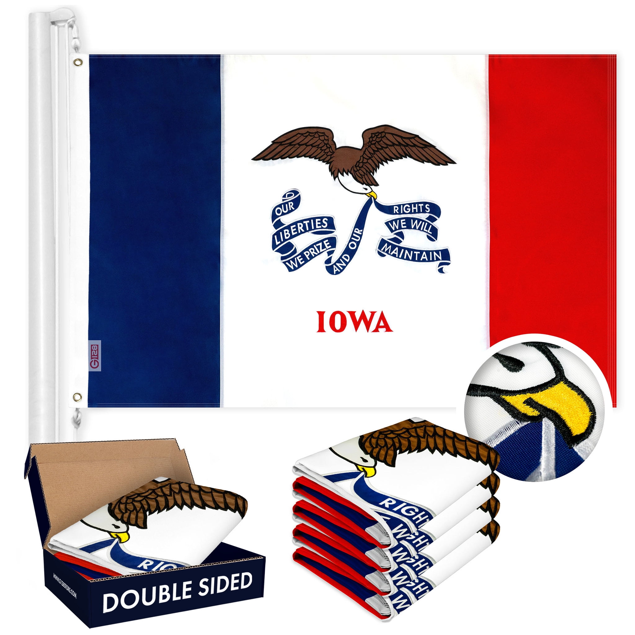 Iowa IA State Flag 3x5FT 5-Pack Double-sided Embroidered Polyester By ...