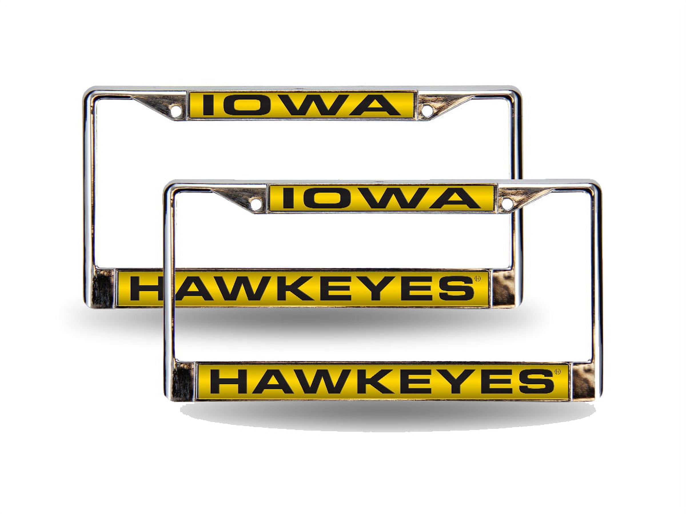 Iowa NCAA Hawkeyes Chrome Metal (Set of 2) Laser Cut License Plate ...