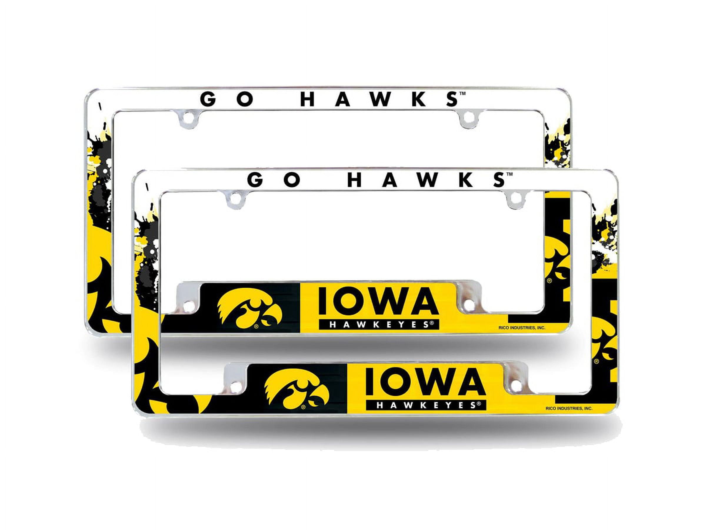 Iowa NCAA Hawkeyes (Set of 2) Chrome Metal License Plate Frames with ...