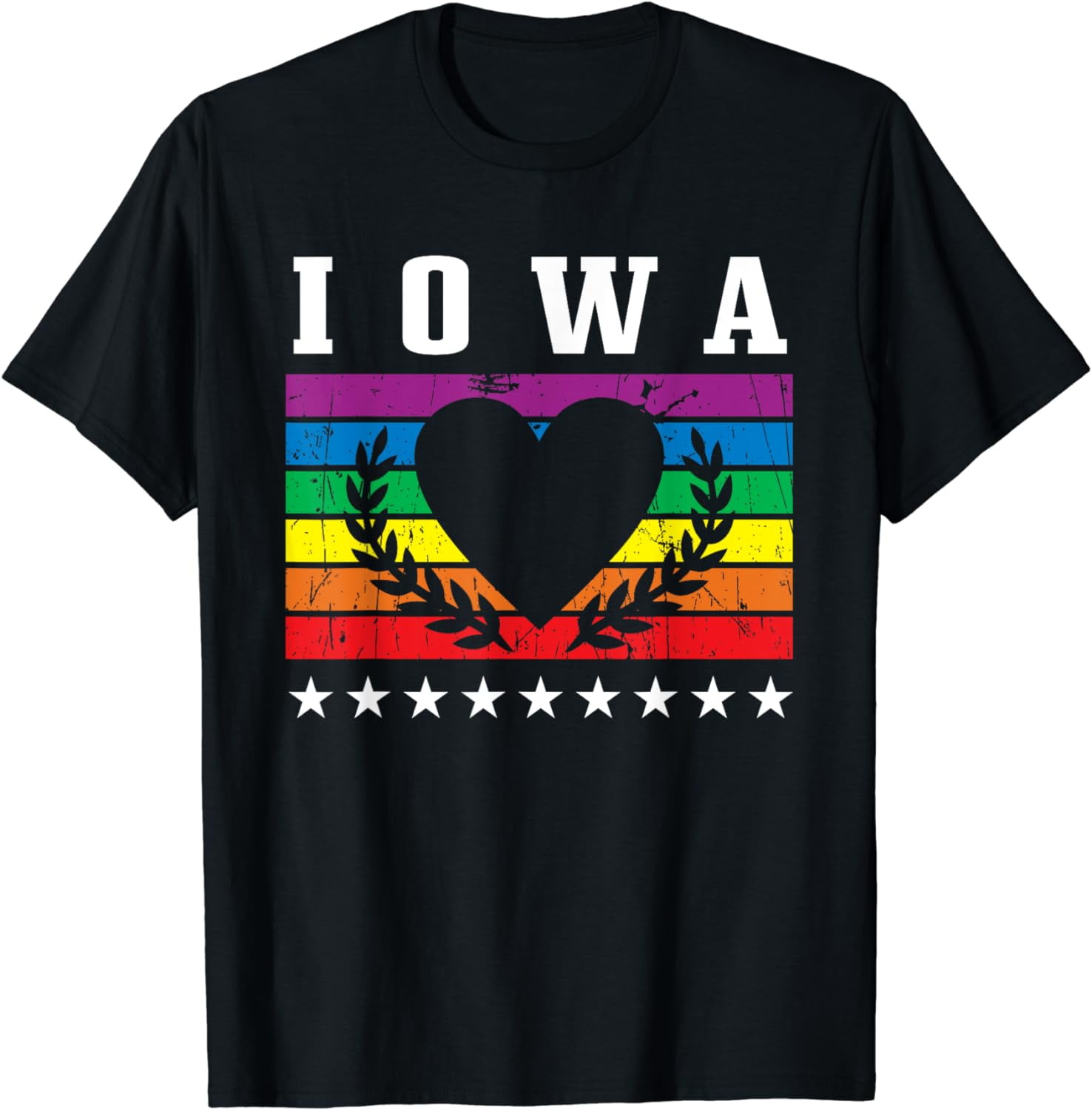 Iowa Pride Flag Pride Month LGBTQ Flag LGBT Community IA Gay T-Shirt ...