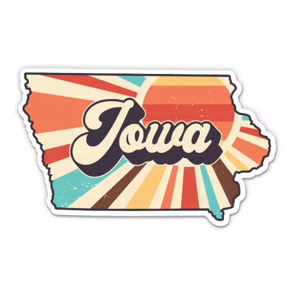 Iowa Retro Style State Sticker Phone Decal Water Bottle Stickers Car ...