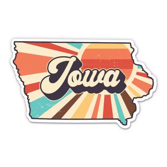Iowa Retro Style State Sticker Phone Decal Water Bottle Stickers Car ...