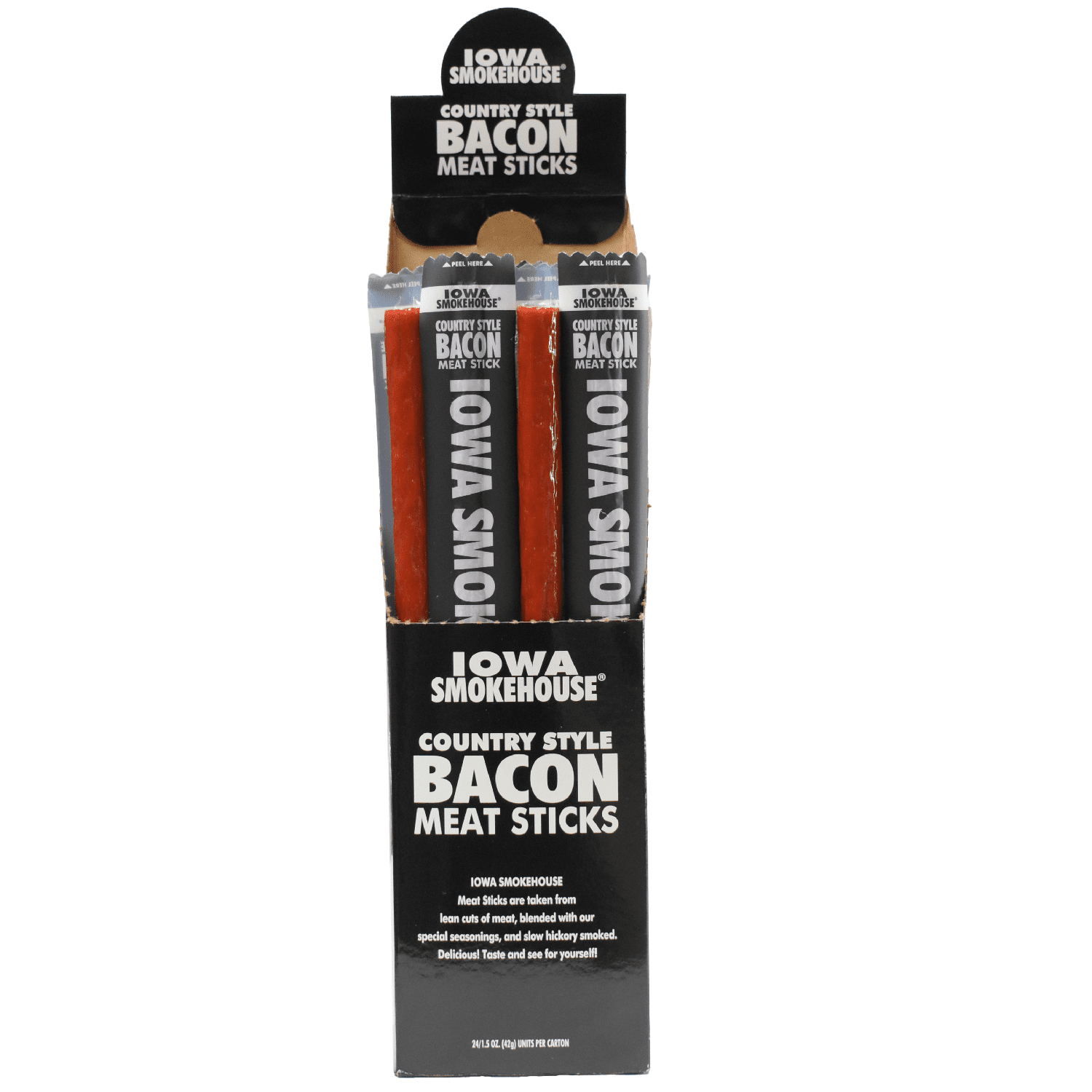 Iowa Smokehouse 1.5oz Country Style Meat Sticks Bacon Vacuumed Sealed ...