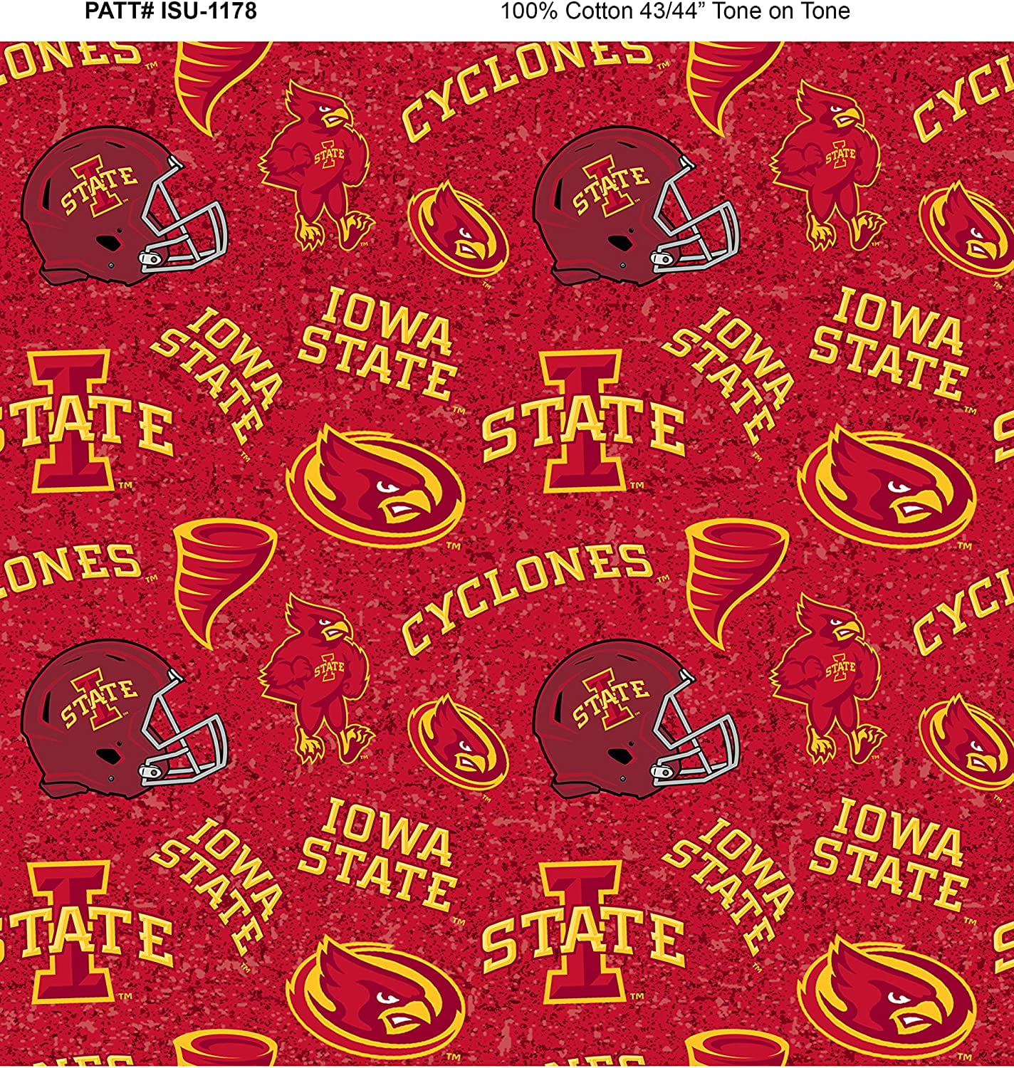 Iowa State Cotton Fabric with New ON Design Newest Pattern - Walmart.com